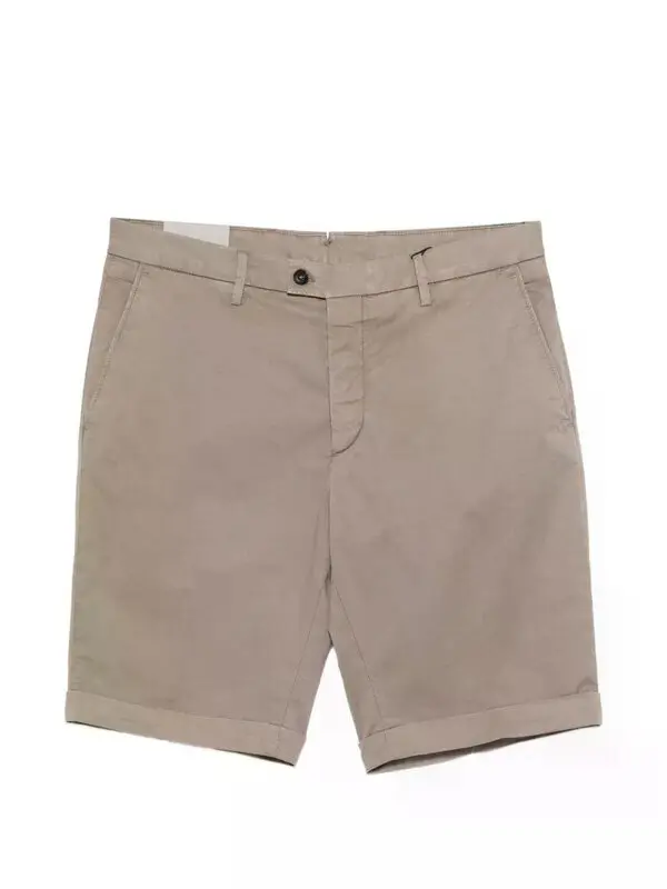 Corneliani Tailored Cotton Shorts With Cuffed Hem - Neutrals