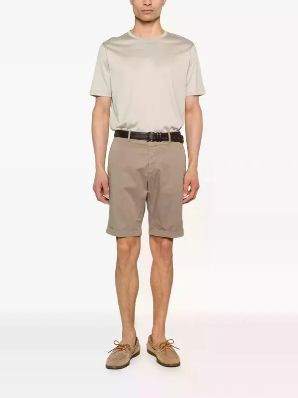 Corneliani Tailored Cotton Shorts With Cuffed Hem - Neutrals