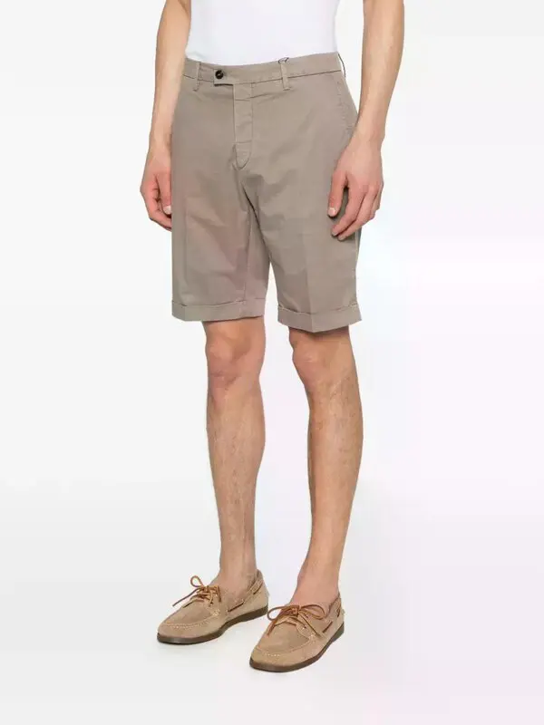 Corneliani Tailored Cotton Shorts With Cuffed Hem - Neutrals