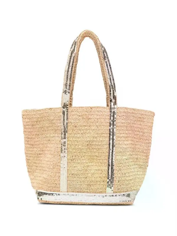 Vanessa Bruno Raffia Sequin Embellished Tote Bag