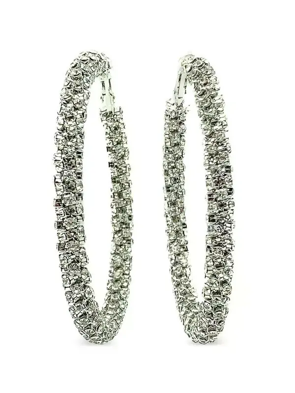 JENNIFER GIBSON JEWELLERY Tone Crystal Embellishment Hoop Earrings - Silver