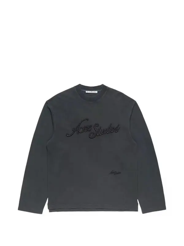 Acne Studios Logo Embroidered Long-sleeve Cotton Piqué T-shirt