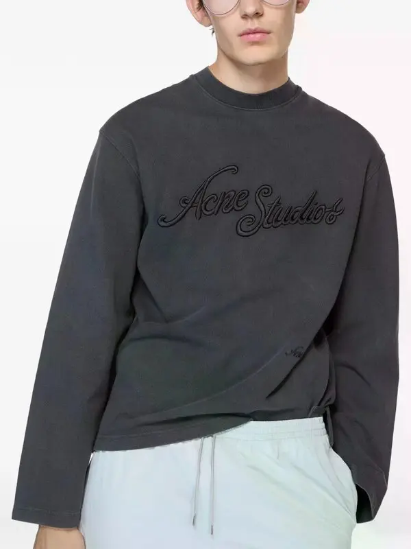 Acne Studios Logo Embroidered Long-sleeve Cotton Piqué T-shirt
