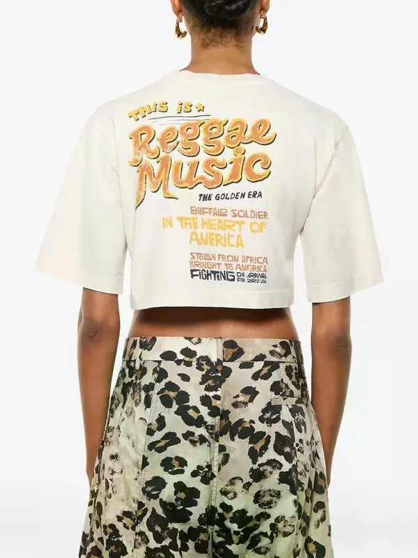 LANEUS Graphic Print Cropped T-shirt