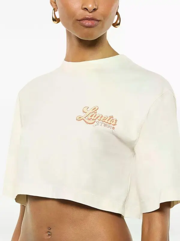 LANEUS Graphic Print Cropped T-shirt