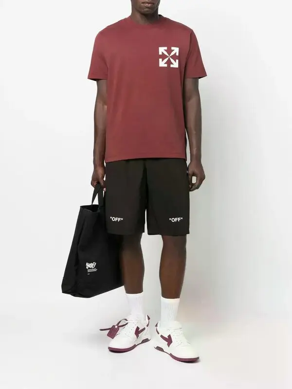 Off-White Logo Print Cotton Shorts