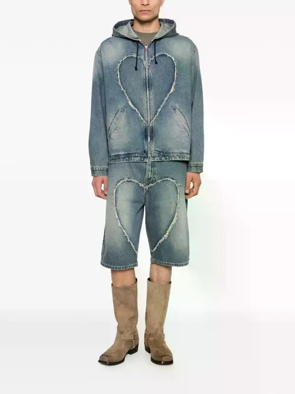CARNE BOLLENTE Heart Cutout Denim Shorts