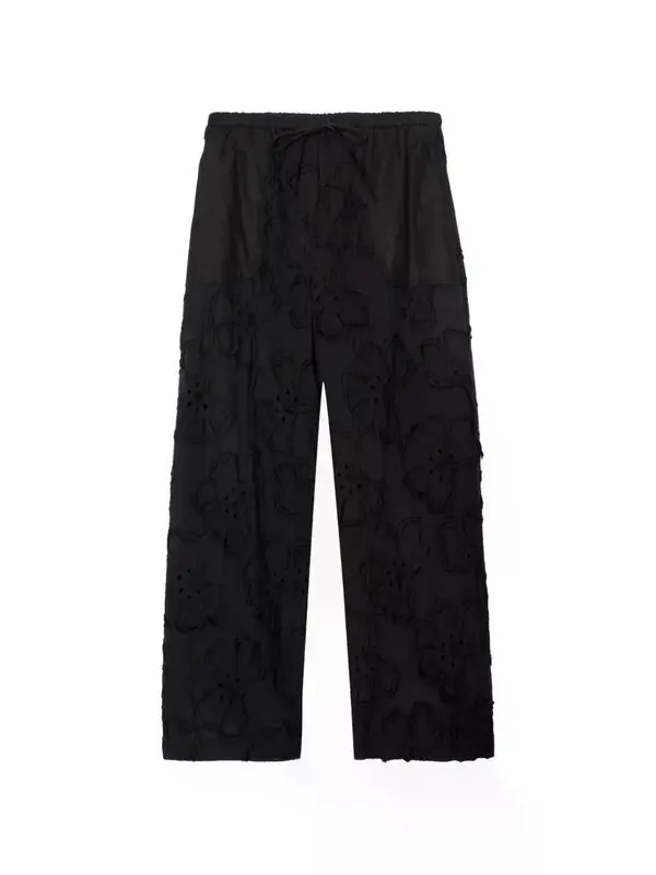 3.1 Phillip Lim Floral Appliqué Wide-leg Trousers - Black