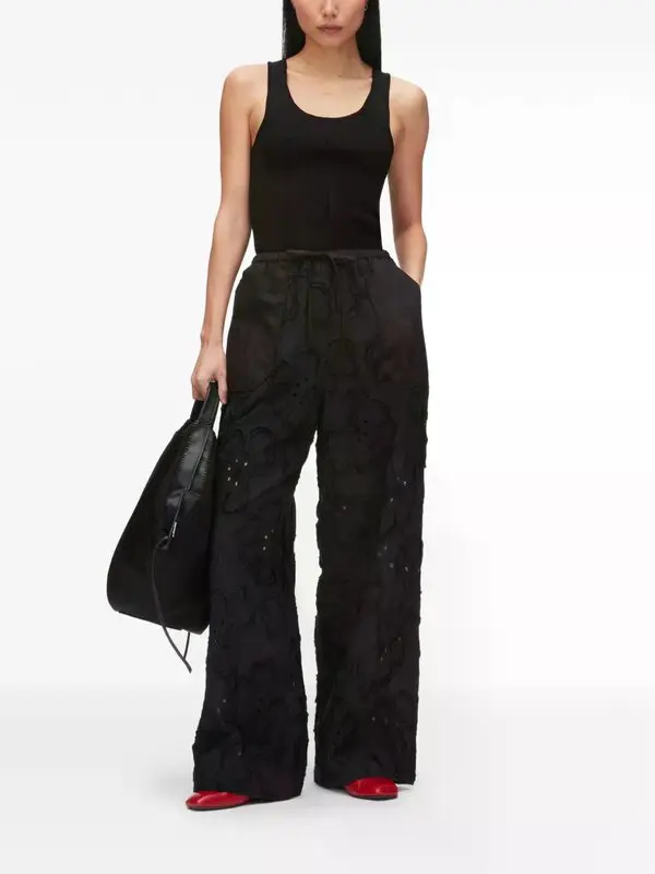 3.1 Phillip Lim Floral Appliqué Wide-leg Trousers - Black