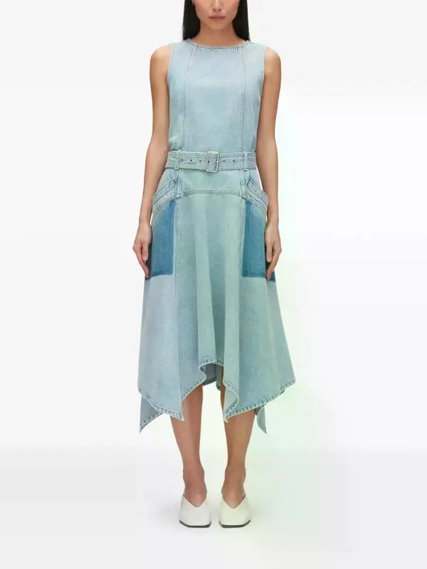 3.1 Phillip Lim Patchwork Belted Cotton Midi Dress