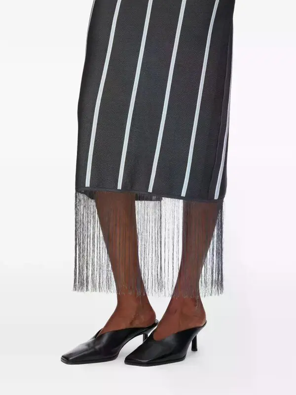 3.1 Phillip Lim Striped Fringed Midi Skirt - Black