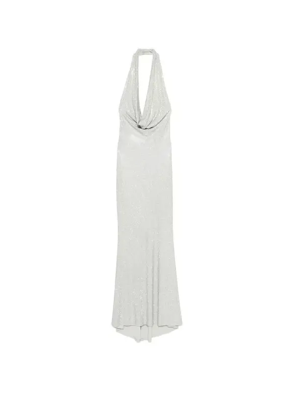 TWENTY FOURHAITCH Kuta Halterneck Maxi Dress - Silver