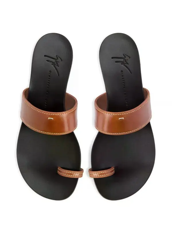 GIUSEPPE ZANOTTI Nitīs Contrasting Stitching Band Sandals - Brown