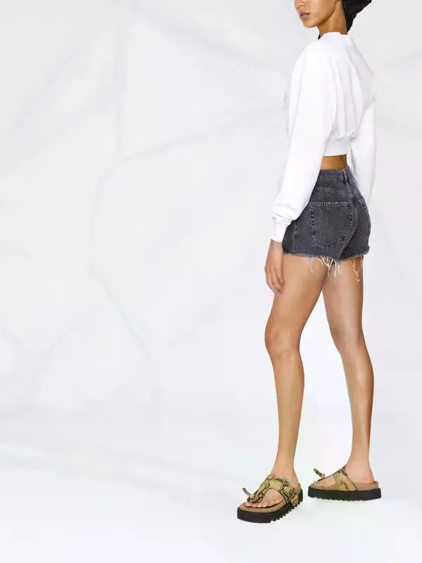 Off-White Corporate Frayed Denim Shorts