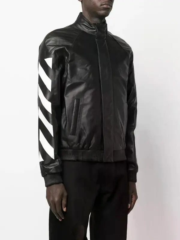 Off-White Diag-stripe Leather Jacket