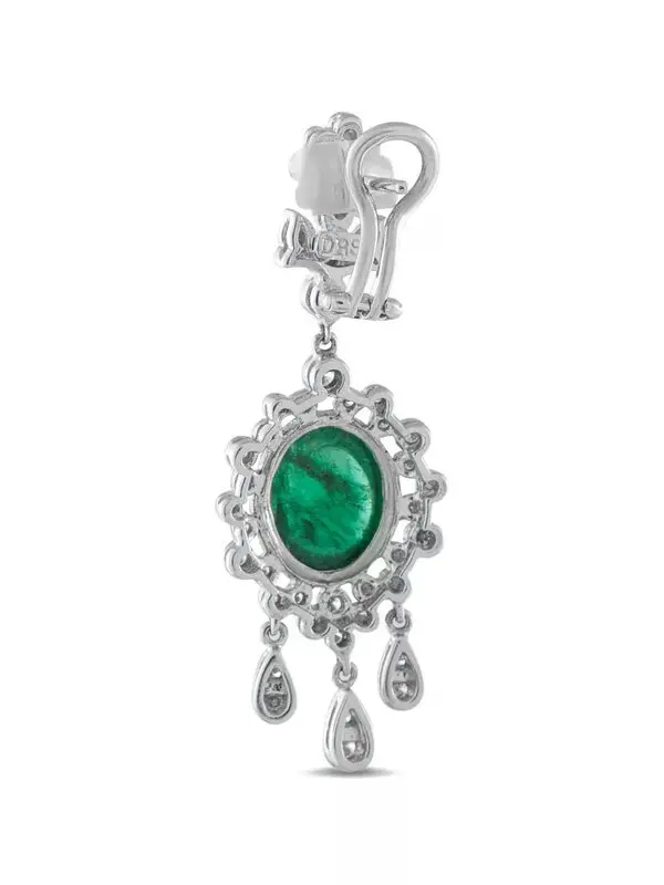 LB EXCLUSIVE Diamond And Emerald Drop Earrings - Silver