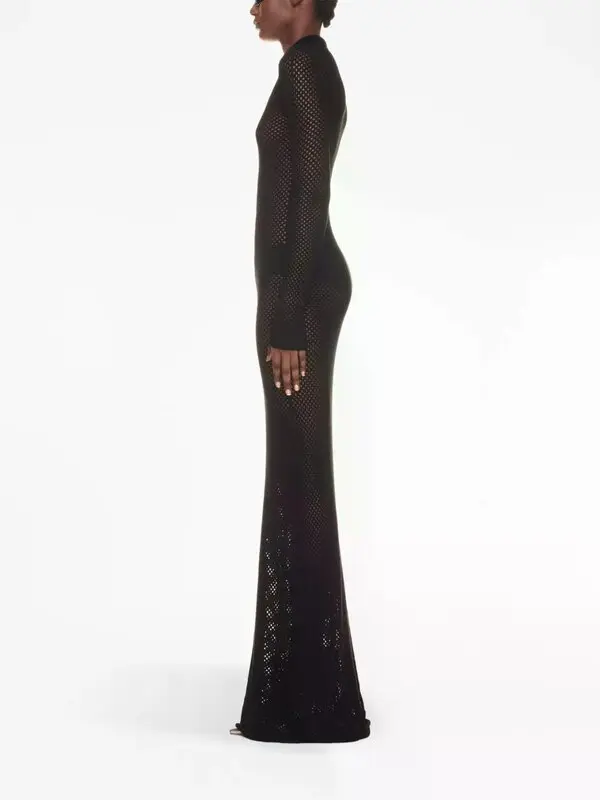 Off-White Netted Maxi Polo Dress - Black