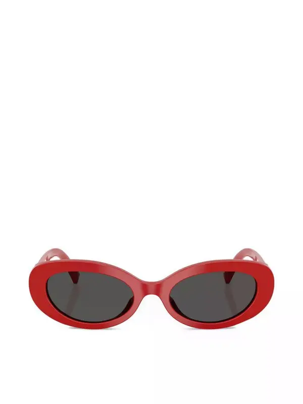 Dolce & Gabbana Oval Frame Sunglasses With Logo Plaque - Red