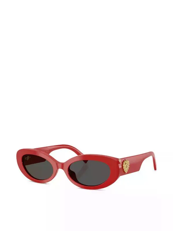 Dolce & Gabbana Oval Frame Sunglasses With Logo Plaque