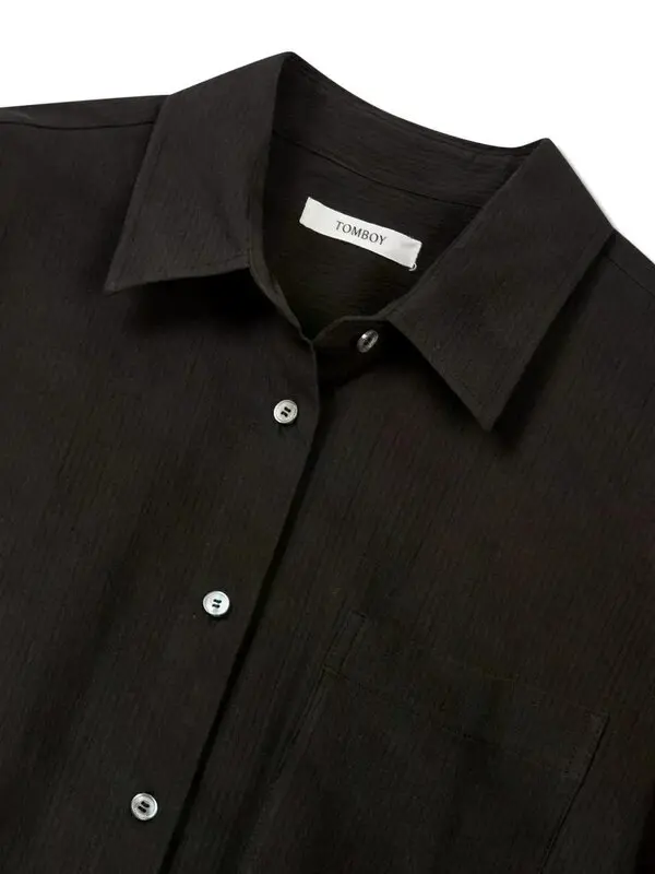 STUDIO TOMBOY Waist-tie Shirt With Chest Pocket And Buttoned Cuffs - Black