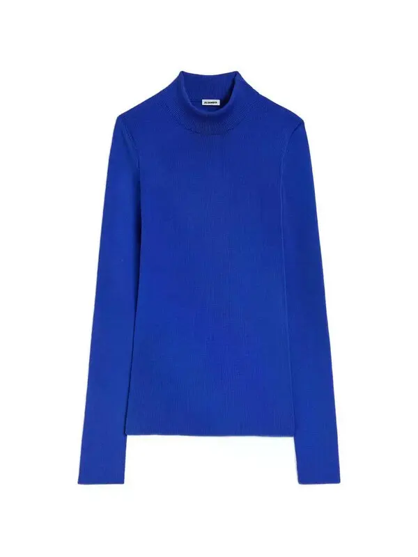 JIL SANDER Mock Neck Ribbed Knit Jumper