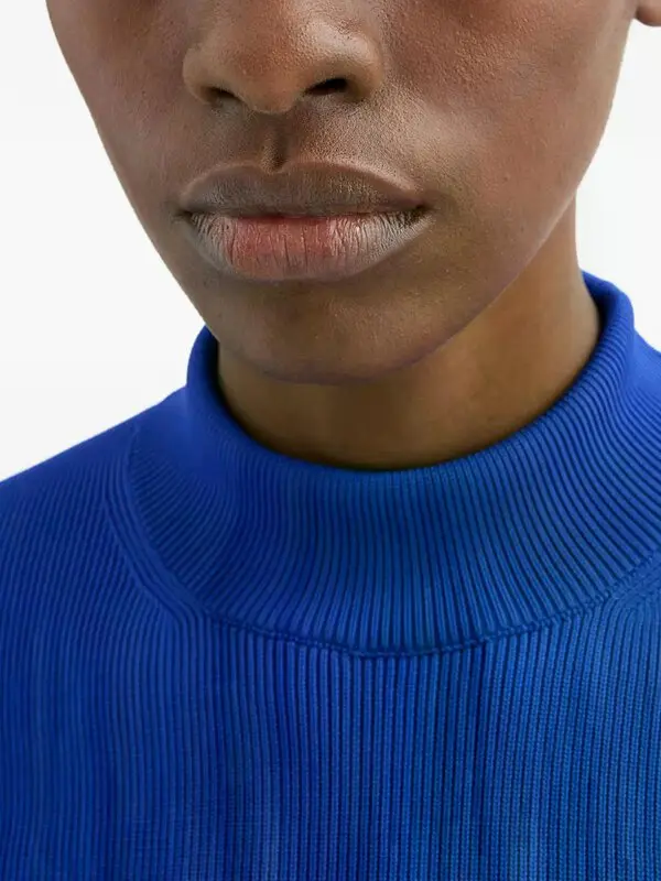 JIL SANDER Mock Neck Ribbed Knit Jumper