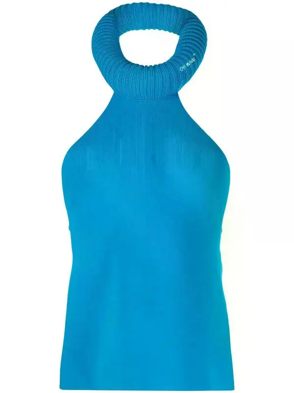 Off-White Ribbed Halterneck Tube Top