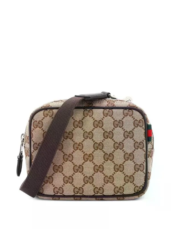 Gucci Web Loop Camera Bag Gg Canvas Mini Shoulder Bag - Brown
