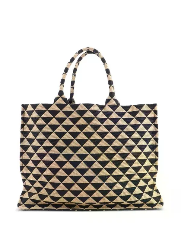 Prada Jacquard Shopper Tote Bag - Brown