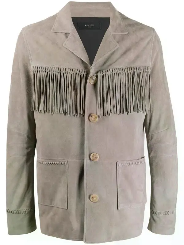 Amiri Textured Suede Fringe Shirt Jacket