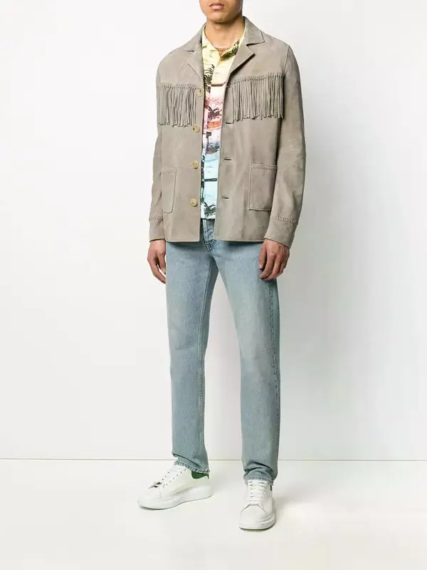 Amiri Textured Suede Fringe Shirt Jacket