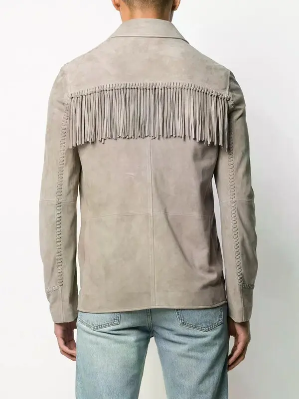 Amiri Textured Suede Fringe Shirt Jacket