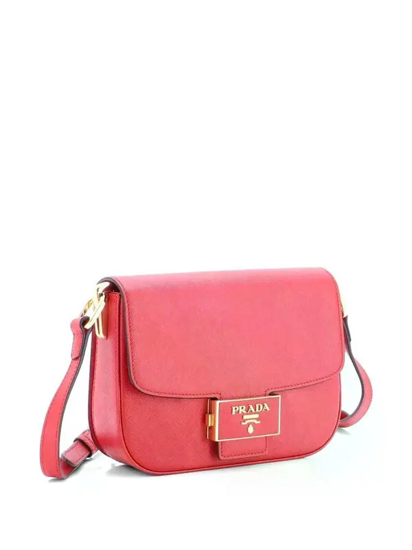 Prada Embleme Flap Saffiano Leather Small Shoulder Bag
