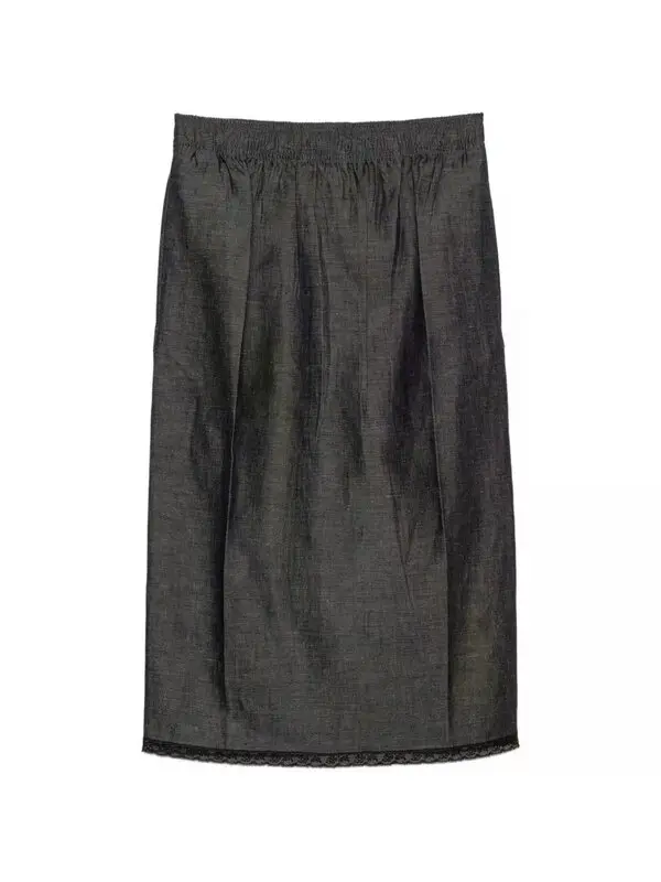 Prada Chambray Skirt With Lace Trim - Grey