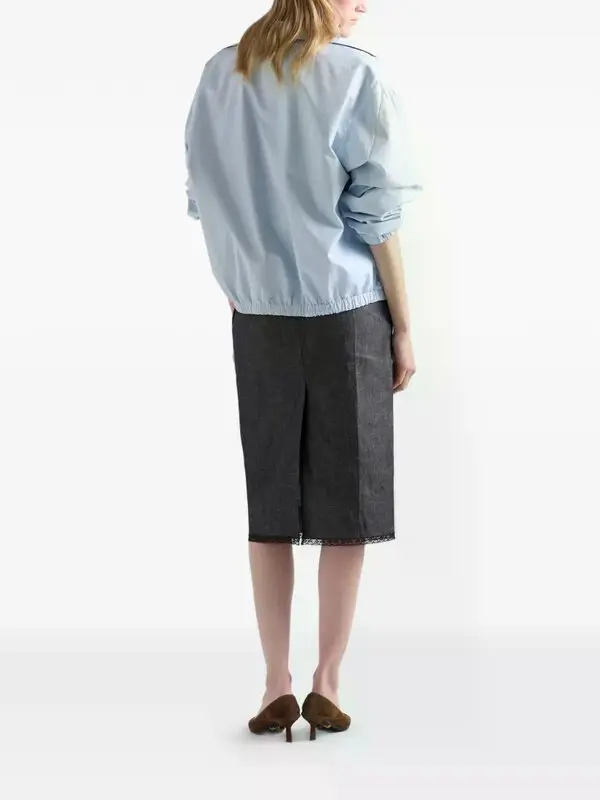 Prada Chambray Skirt With Lace Trim - Grey