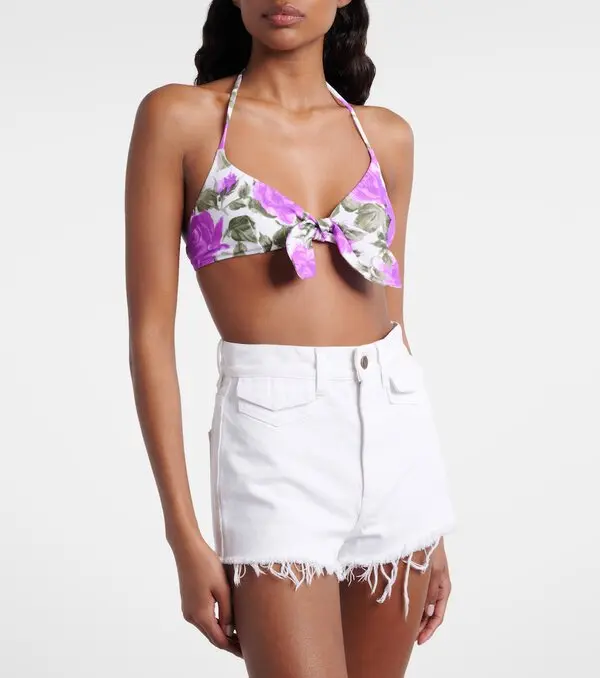 Chloé Floral Bikini Top - White