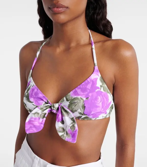Chloé Floral Bikini Top - White
