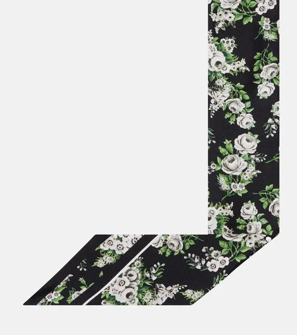Dolce & Gabbana Floral Silk Twill Scarf - Black