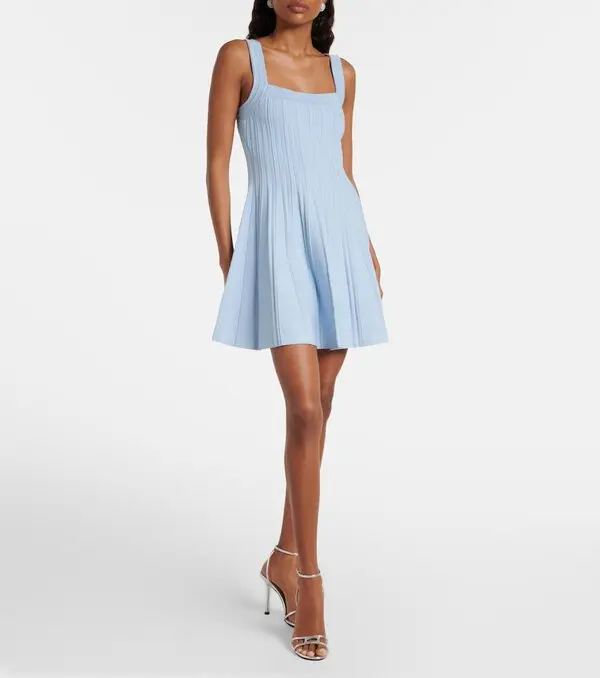 Simkhai Indie Ribbed-knit Mini Dress - Blue