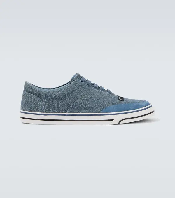 Dolce & Gabbana Suede-trimmed Fabric Lace-up Sneakers - Blue