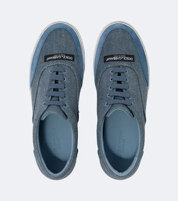 Dolce & Gabbana Suede-trimmed Fabric Lace-up Sneakers - Blue