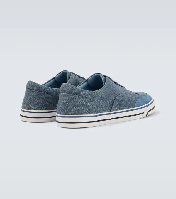 Dolce & Gabbana Suede-trimmed Fabric Lace-up Sneakers - Blue