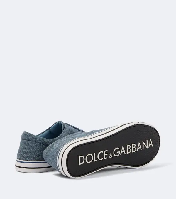 Dolce & Gabbana Suede-trimmed Fabric Lace-up Sneakers - Blue