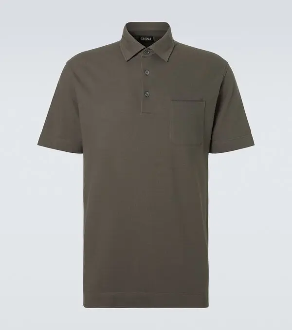 Zegna Cotton Pique Polo Shirt - Grey