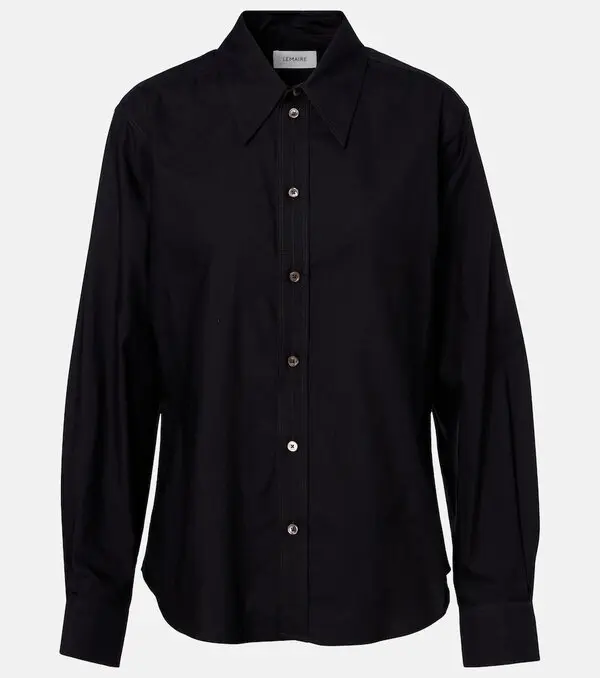 LEMAIRE Cotton And Silk Blend Shirt In Squid Ink - Black