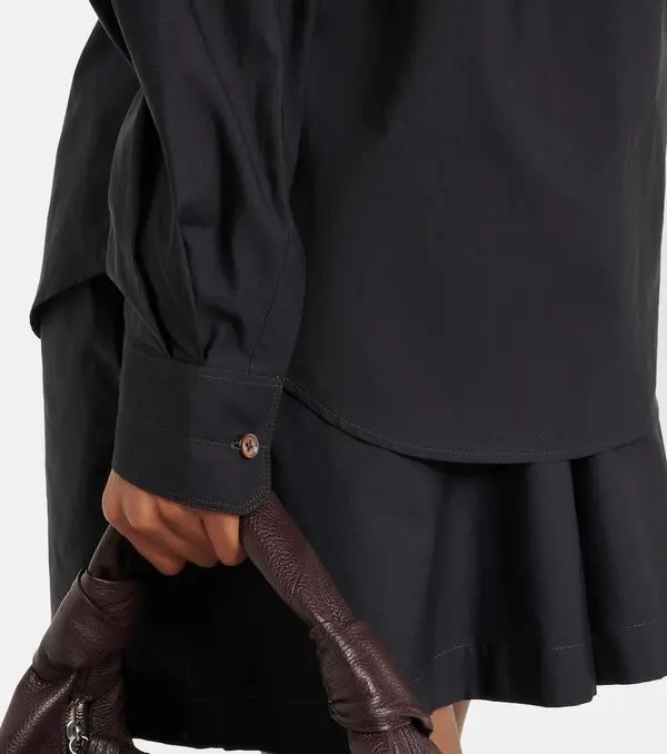 LEMAIRE Cotton And Silk Blend Shirt In Squid Ink