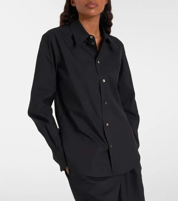 LEMAIRE Cotton And Silk Blend Shirt In Squid Ink