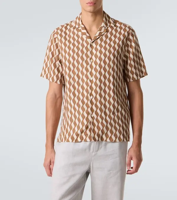 Frescobol Carioca Roberto Printed Linen Shirt - Brown