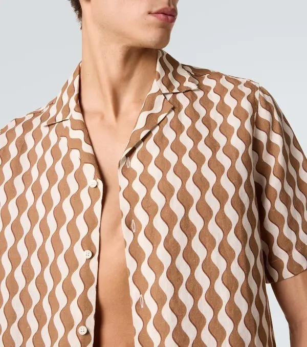 Frescobol Carioca Roberto Printed Linen Shirt - Brown