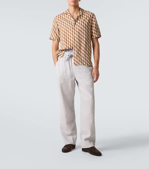 Frescobol Carioca Roberto Printed Linen Shirt - Brown